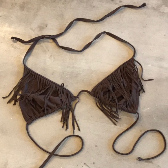 Xhilaration | Swim | Brown Fringe String Bikini Top Swim Swimming Suit ...